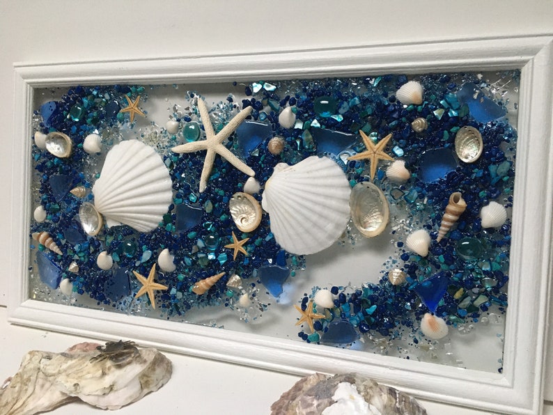 Ocean Blue Wall Art/ocean Seashell Window/seashell Decor/beach - Etsy