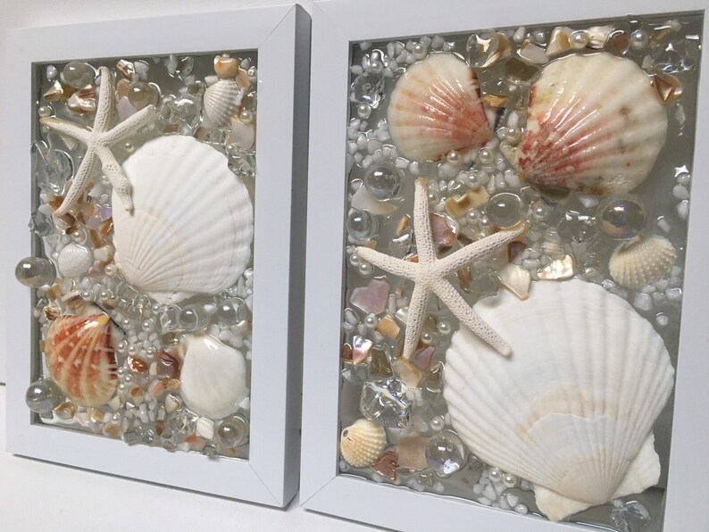 White Seashell Window, White Seashell/seaglass Arrangement, Crystal and ...