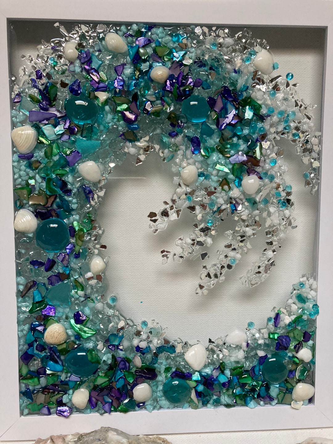 Teal Ocean Wave Window/beach Wall Hanging/resin Wave Window/wave Art ...