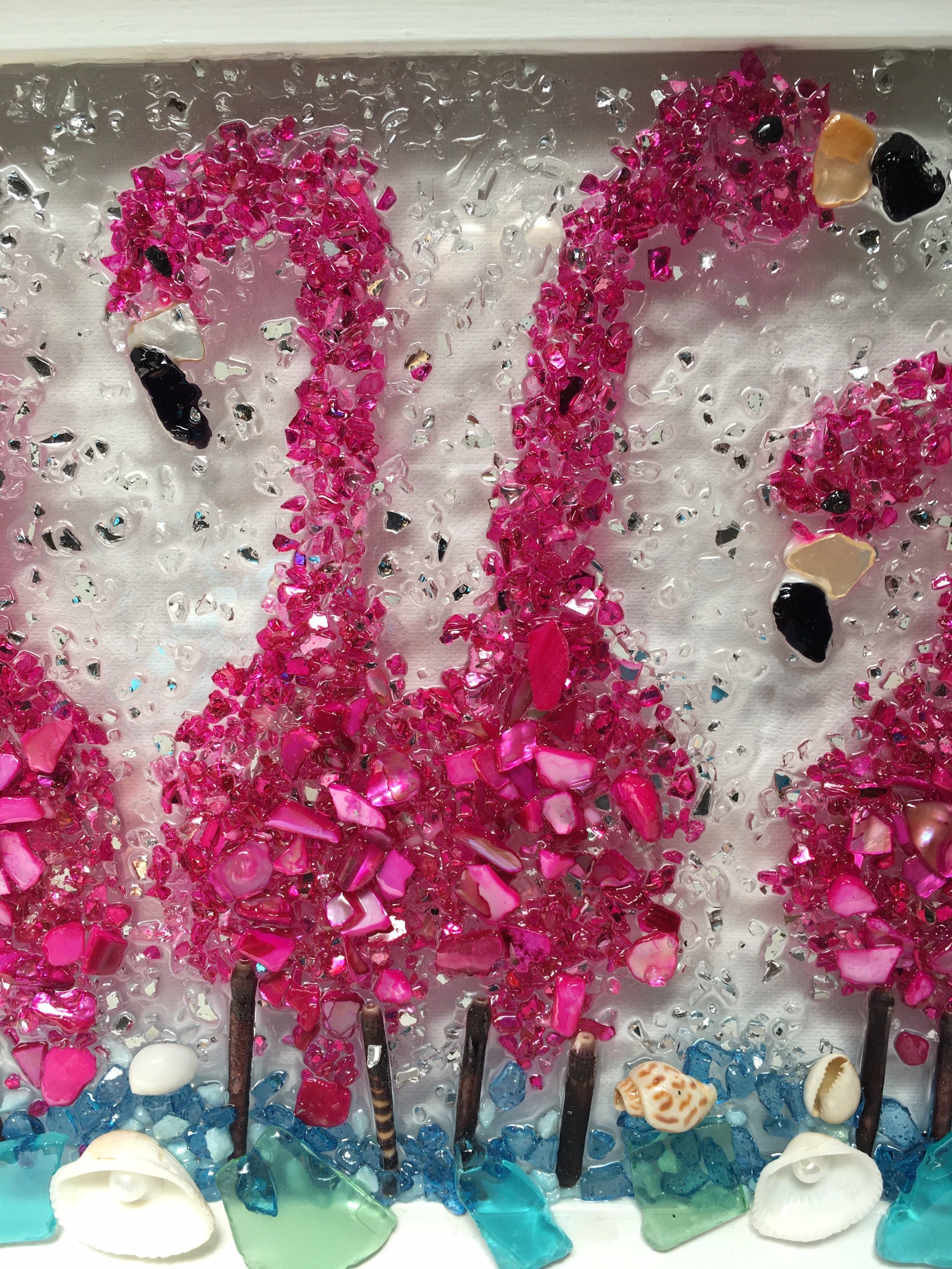 Pink Flamingo Art Pink Flamingo Sea Glass Decor Flamingo - Etsy