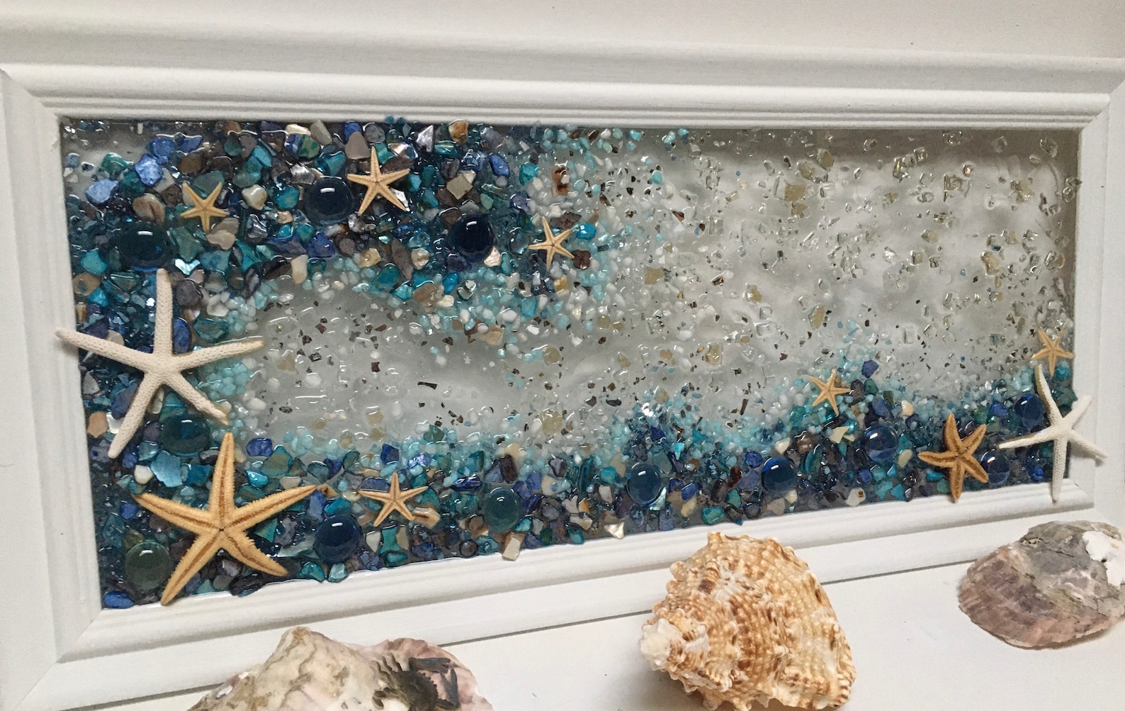 Seaglass Wave Window/beach Transom Decor/beach Decor Art/transom Art ...