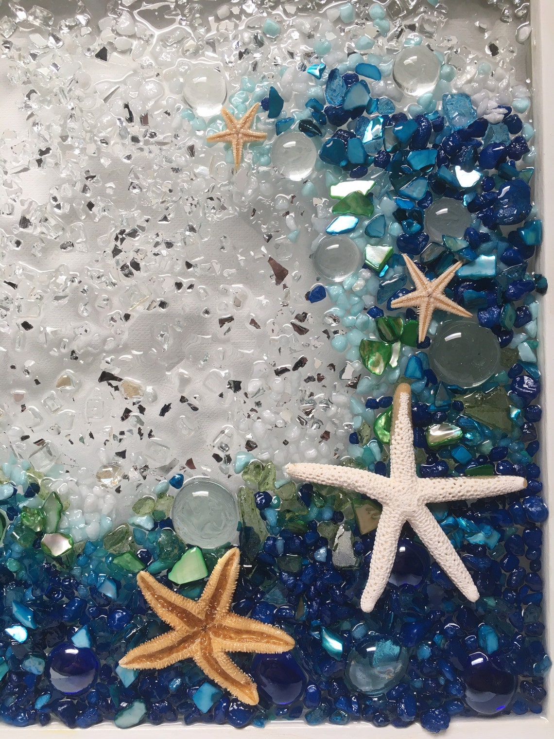 Deep Blue Ocean Wave/sea Glass Wave Window/sea Glass - Etsy