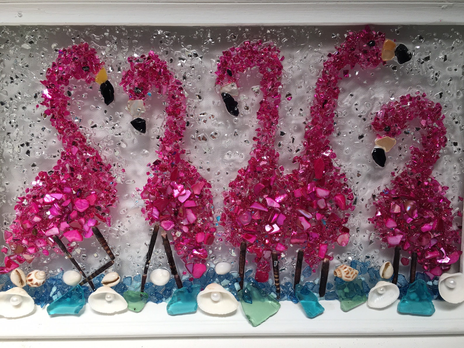 Pink Flamingo Art Pink Flamingo Sea Glass Decor Flamingo - Etsy