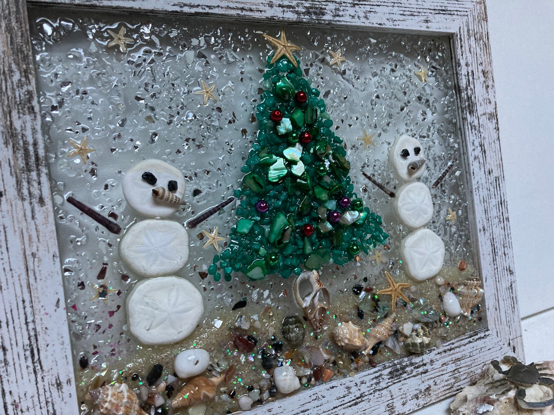 Sea Biscuit Snowman/coastal Christmas Snowman/snowman Glass Art/snowman ...