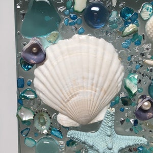 Seashell and Sea Glass Arrangement, Seashell Wall Hanging, Sea Glass ...
