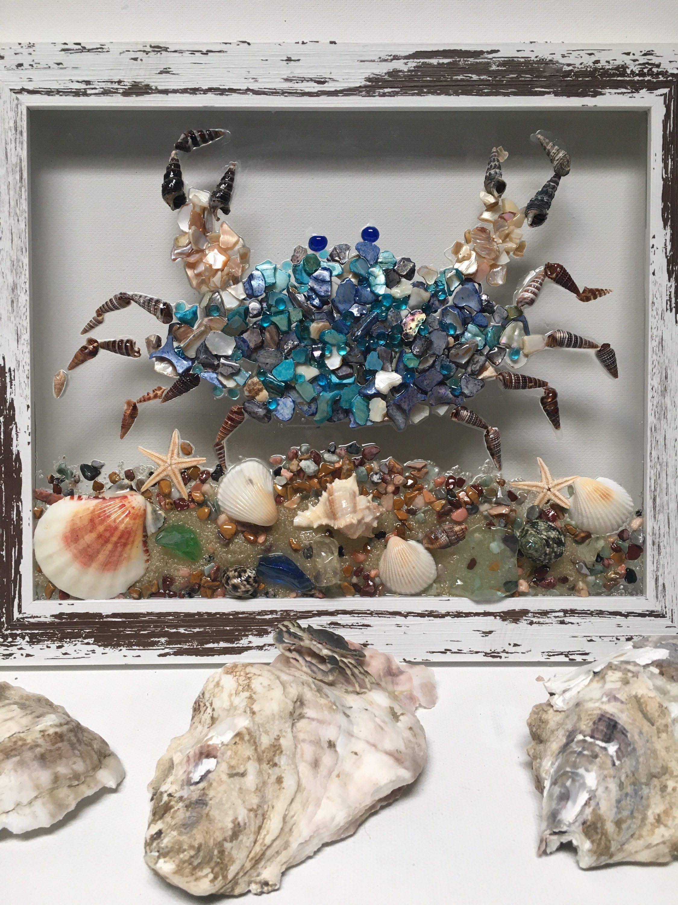 Blue Crab, Seashell Blue Crab, Coastal Crab Window, Resin Window ...
