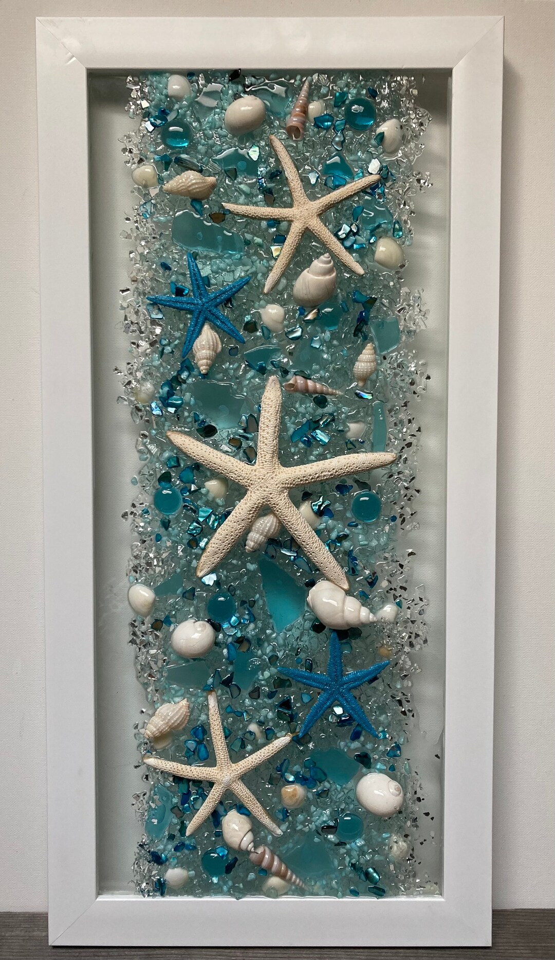 Starfish Splendor Coastal Wall Decor, Transom Window, Seashell Window ...