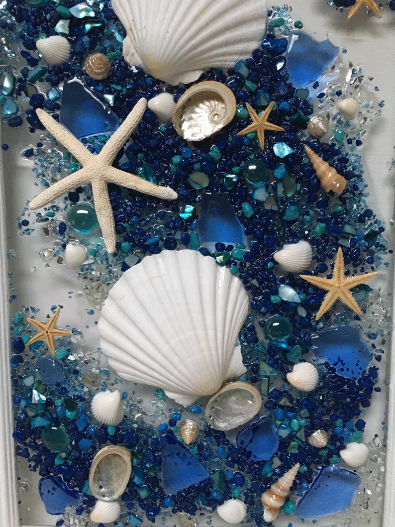 Ocean Blue Wall Art/ocean Seashell Window/seashell Decor/beach - Etsy
