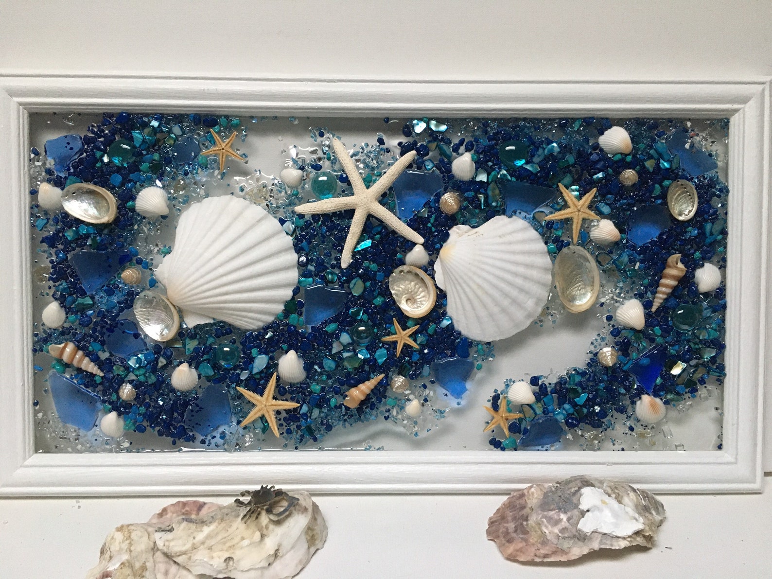 Ocean Blue Wall Art/ocean Seashell Window/seashell Decor/beach - Etsy