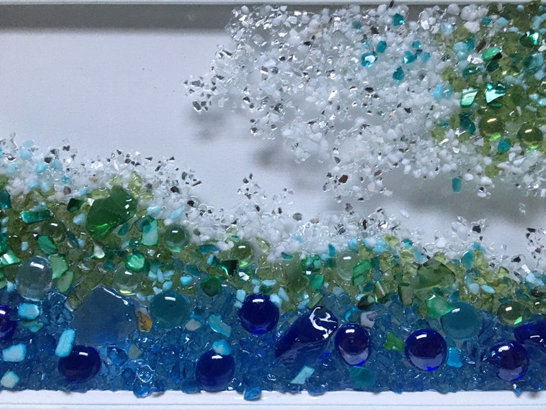 Seaglass Wave Window/seashell Art/beach Glass Art/coastal Wave/seascape ...