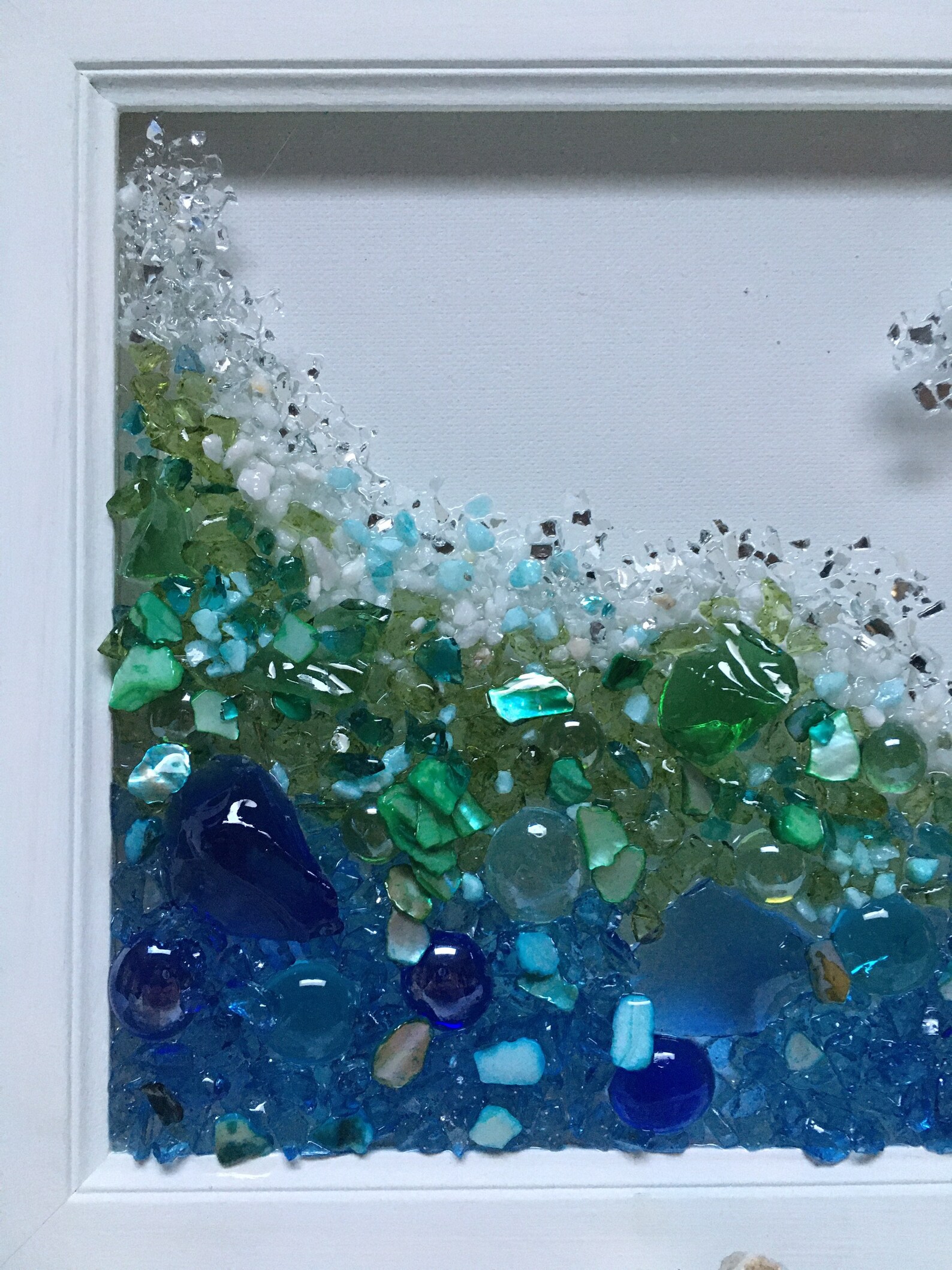 Seaglass Wave Window/seashell Art/beach Glass Art/coastal - Etsy