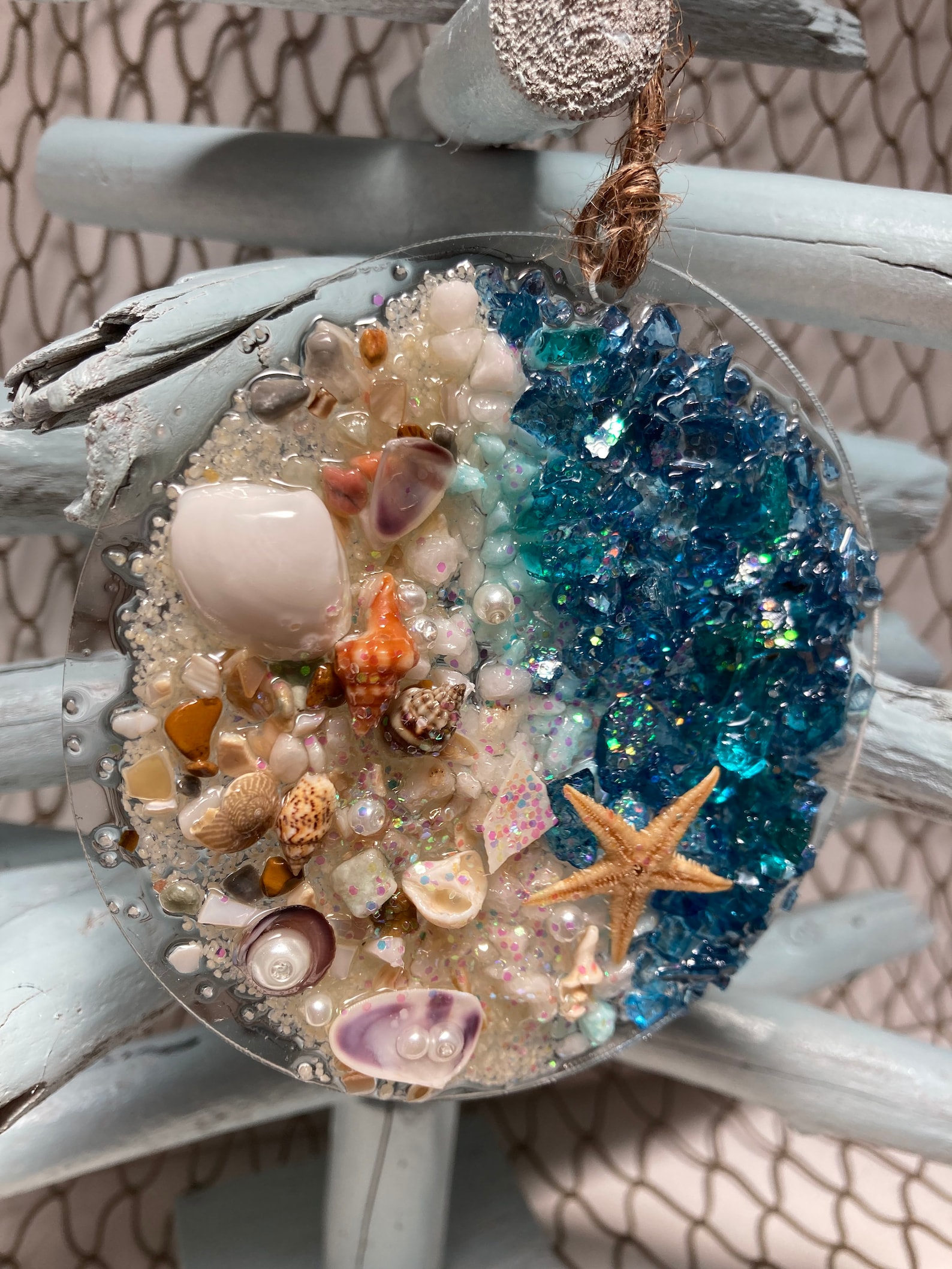 Seashell Coastal Ornament/sun Catcher, Seashell Sun Catcher, Coastal ...