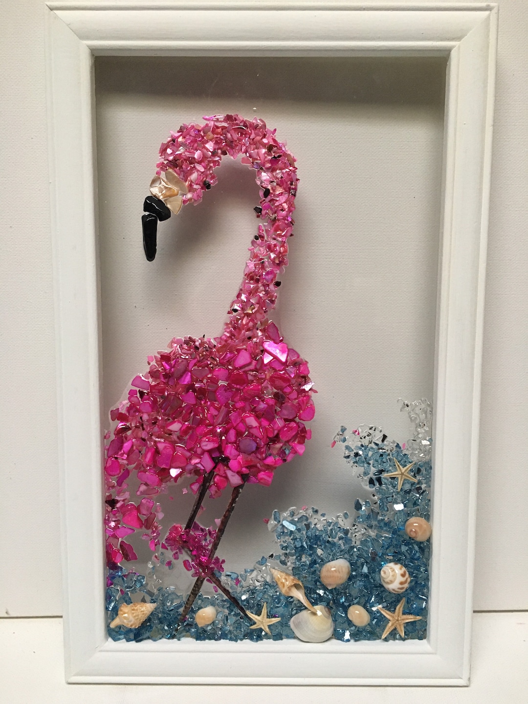 Flamingo Glass Art, Flamingo Decor, Flamingo Sea Glass Resin Window ...