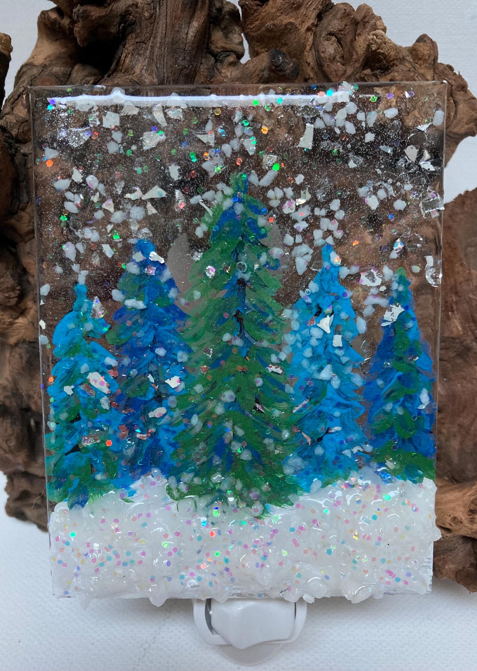 Evergreen Forest Night Light,winter Evergreen Trees, Plug in Nightlight ...