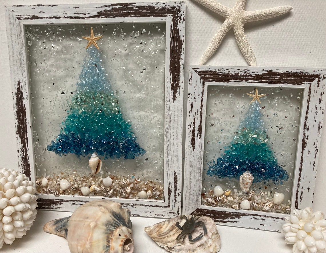 Blue Coastal Christmas Tree,ocean Color Christmas Tree,blue Beach Tree ...