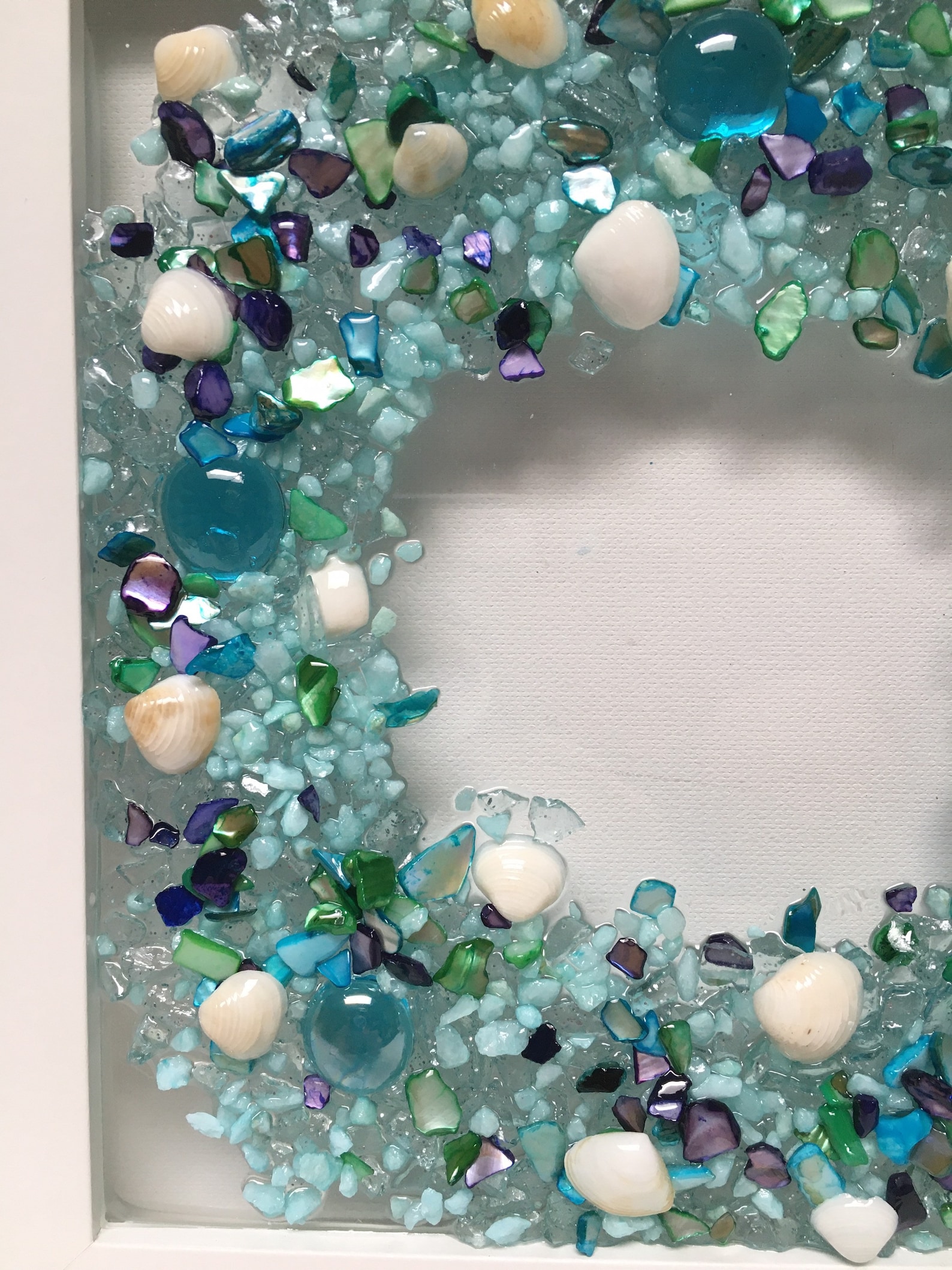 Seashell Wreath, Blue Seashell Decor, Sea Glass Wreath, Beach House ...