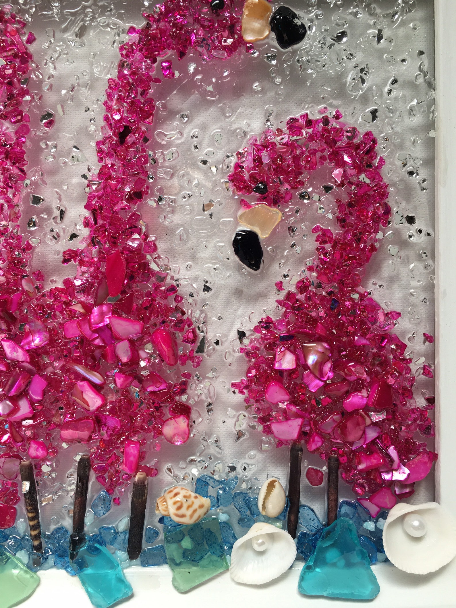 Pink Flamingo Art Pink Flamingo Sea Glass Decor Flamingo - Etsy