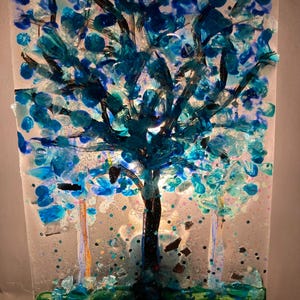Blue Trees Night Light, Blueberry Hand Painted Night Light,blue Night ...