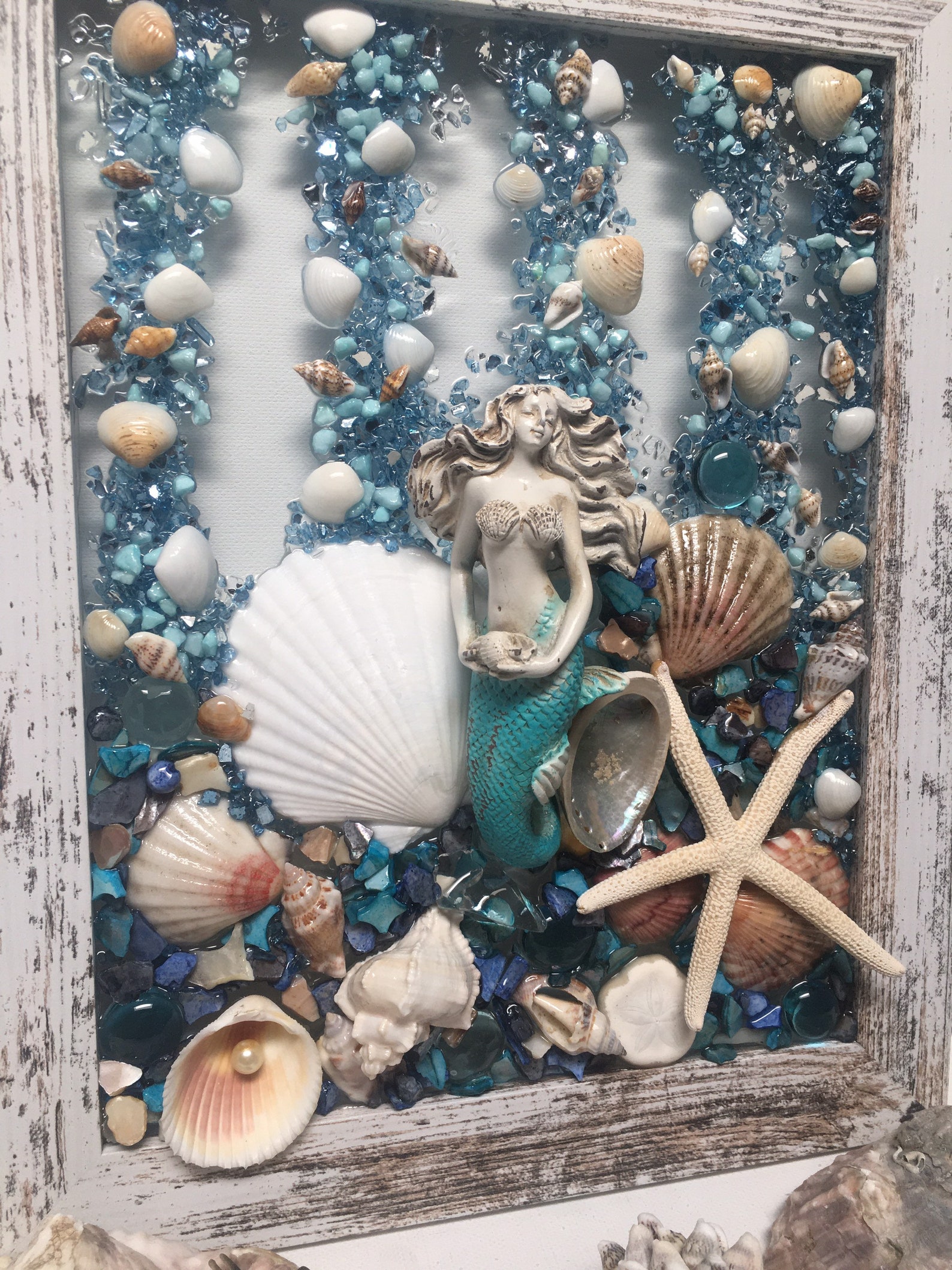 Mermaid Ocean Decor Mermaid Seashell Art Resin Mermaid - Etsy
