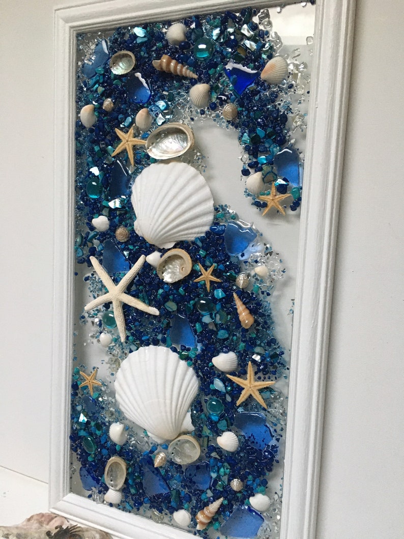 Ocean Blue Wall Art/ocean Seashell Window/seashell Decor/beach - Etsy