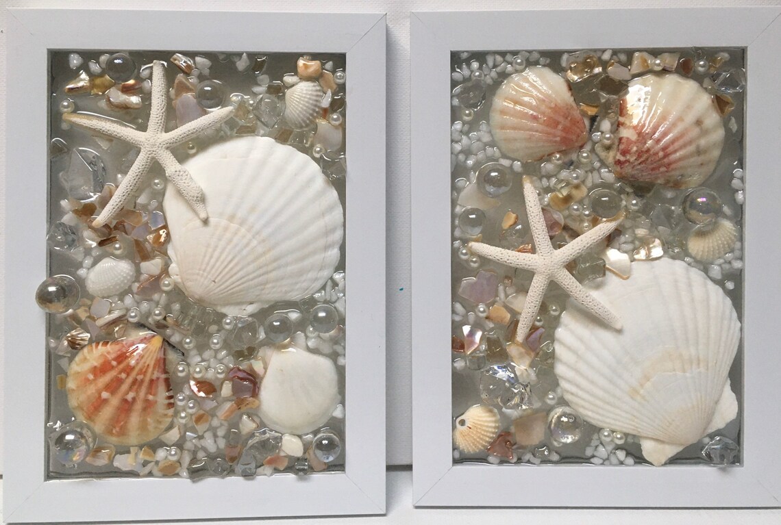 White Seashell Window, White Seashell/seaglass Arrangement, Crystal and ...