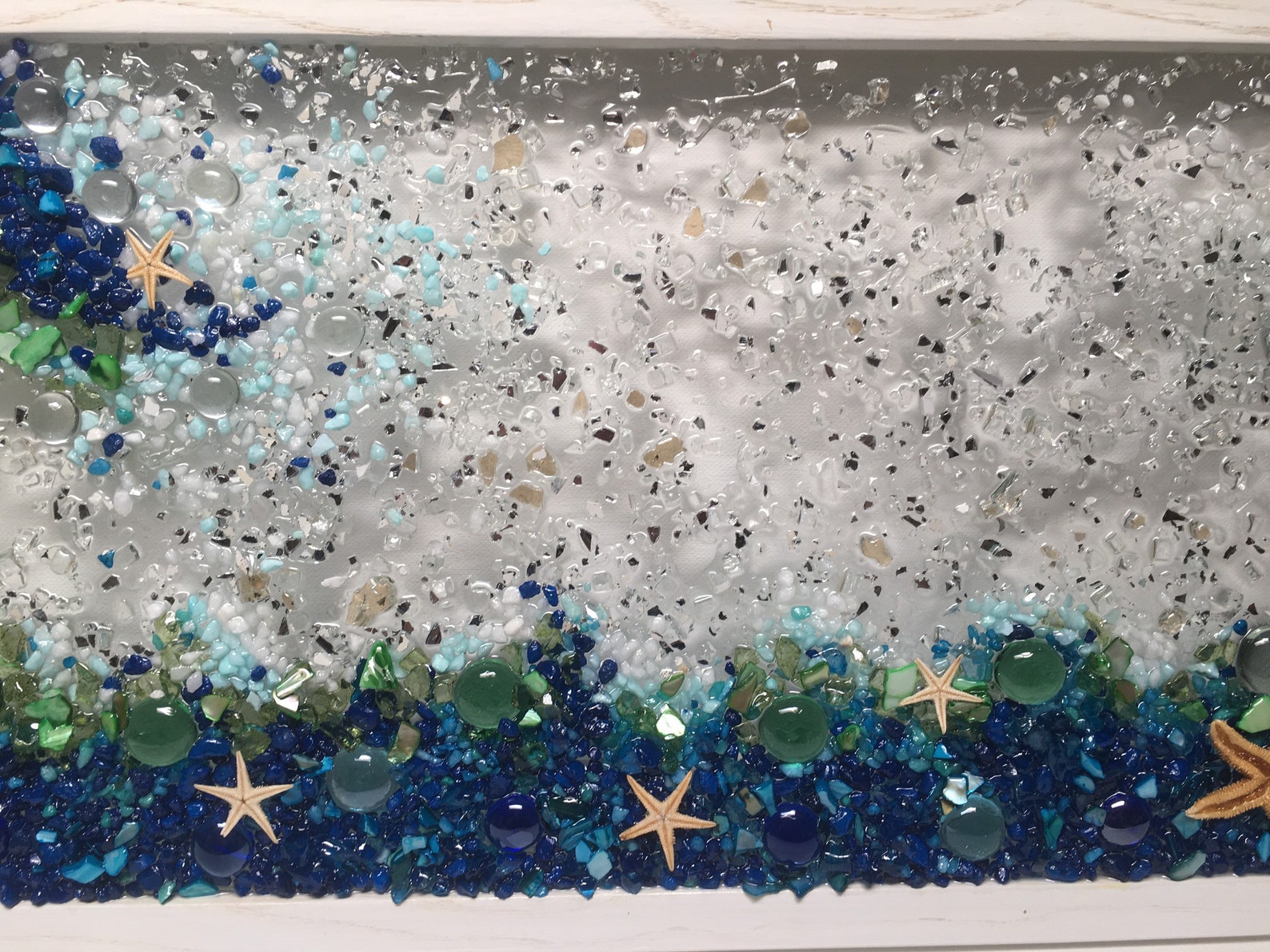 Deep Blue Ocean Wave/sea Glass Wave Window/sea Glass - Etsy