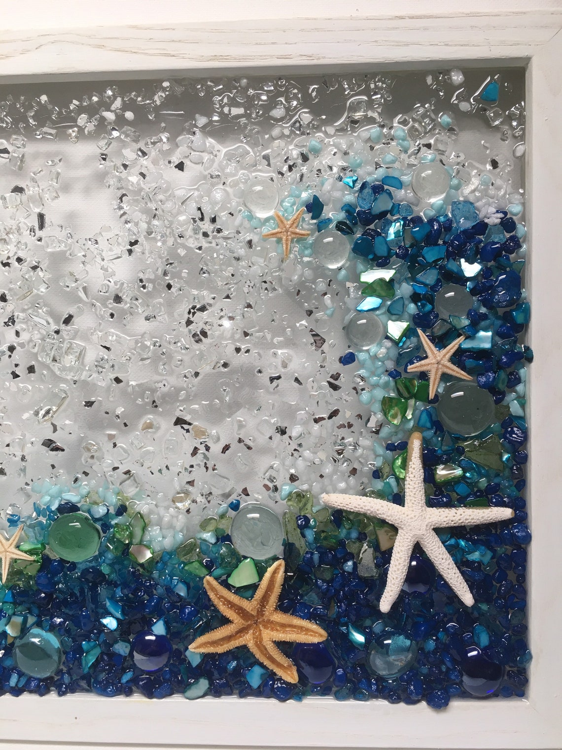 Deep Blue Ocean Wave/sea Glass Wave Window/sea Glass - Etsy