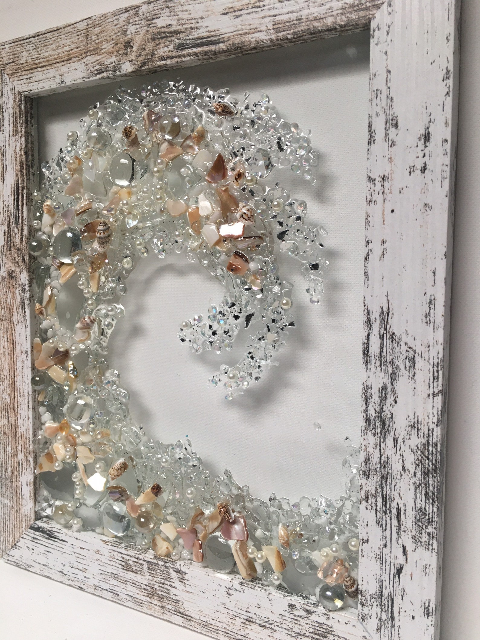 Crystal Ocean Wave Window/rustic Beach Wall Hanging/resin Wave Window ...