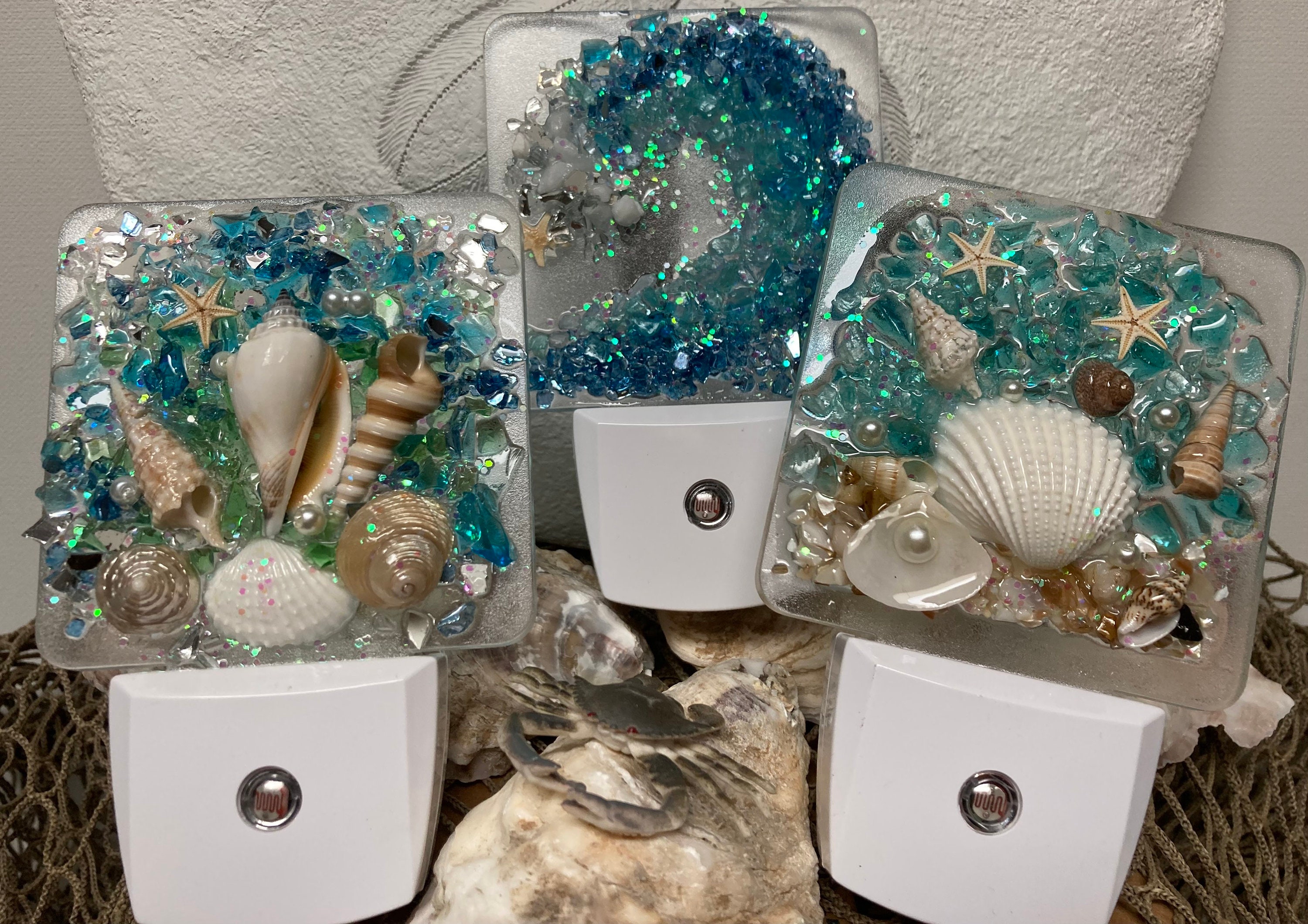 Coastal Nightlight/wave Nightlight/beach Wall Light/night Light/resin ...