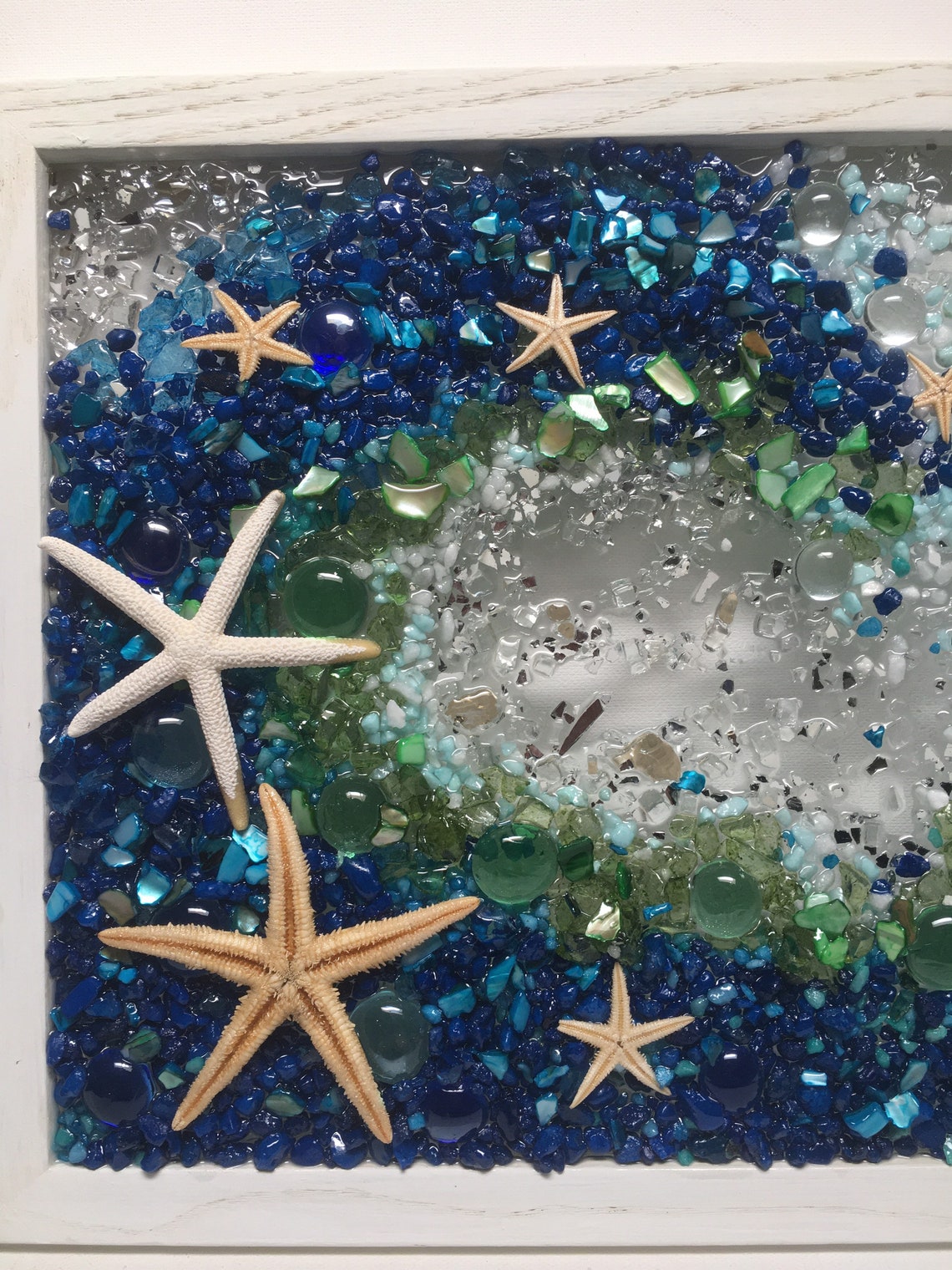 Deep Blue Ocean Wave/sea Glass Wave Window/sea Glass - Etsy