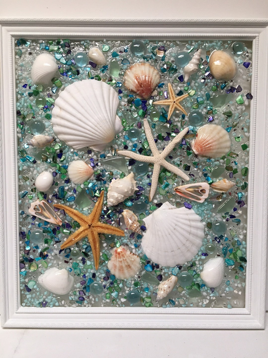 Seashell and Seaglass Medley Beach Window/beach House Window/seashell ...