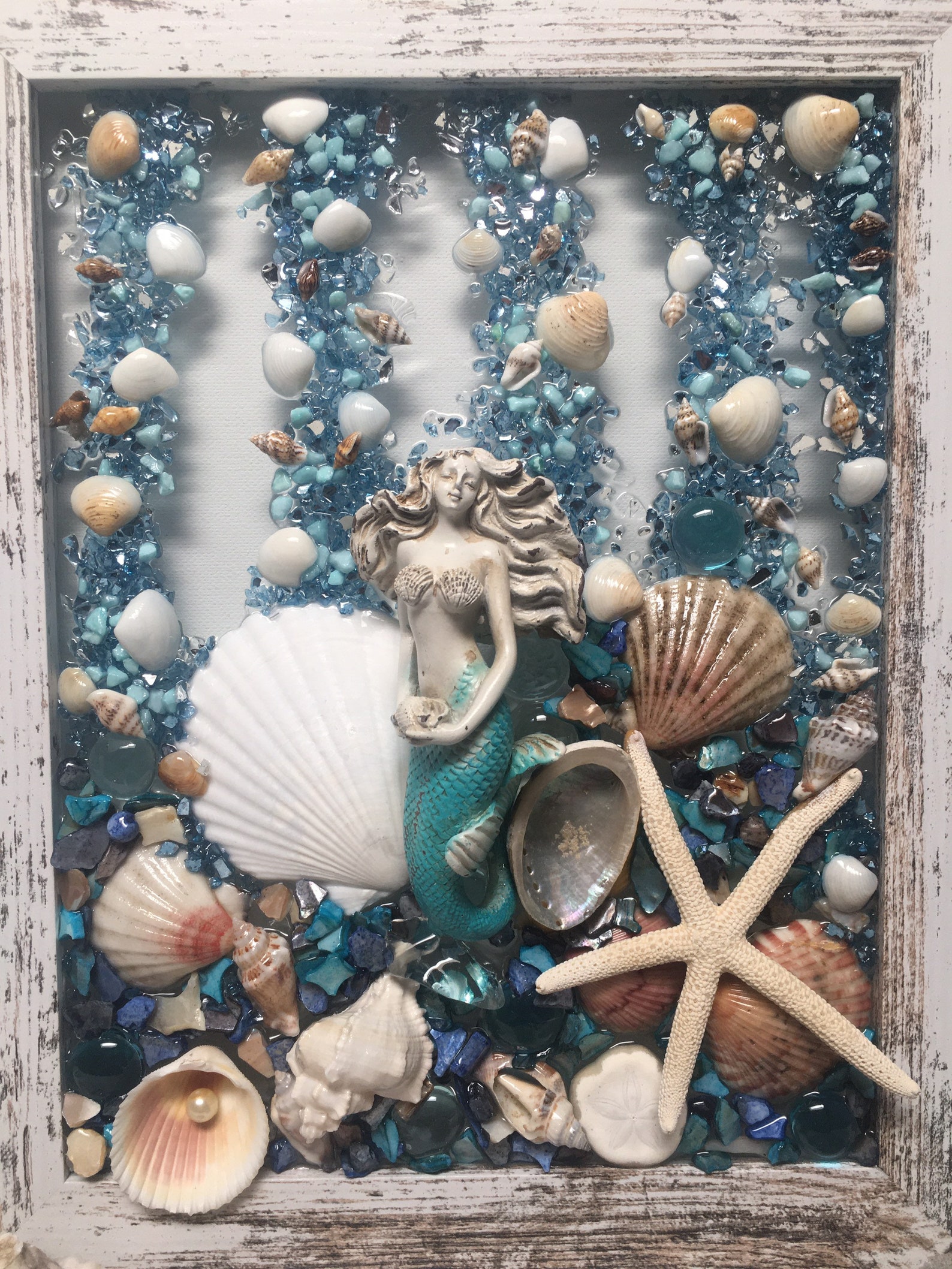 Mermaid Ocean Decor Mermaid Seashell Art Resin Mermaid - Etsy