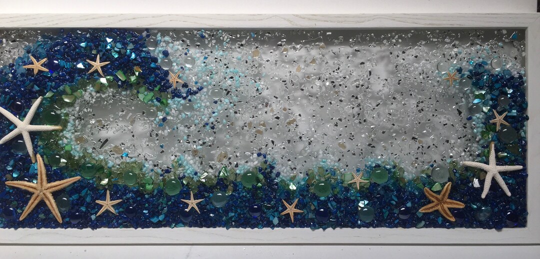 Deep Blue Ocean Wave/sea Glass Wave Window/sea Glass Window/coastal ...