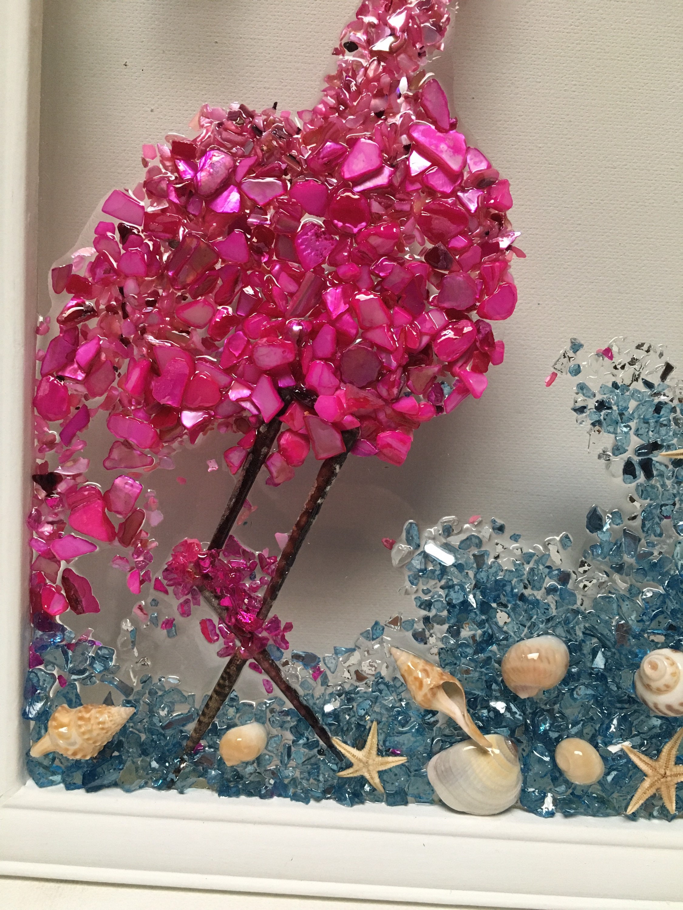 Flamingo Glass Art, Flamingo Decor, Flamingo Sea Glass Resin Window ...