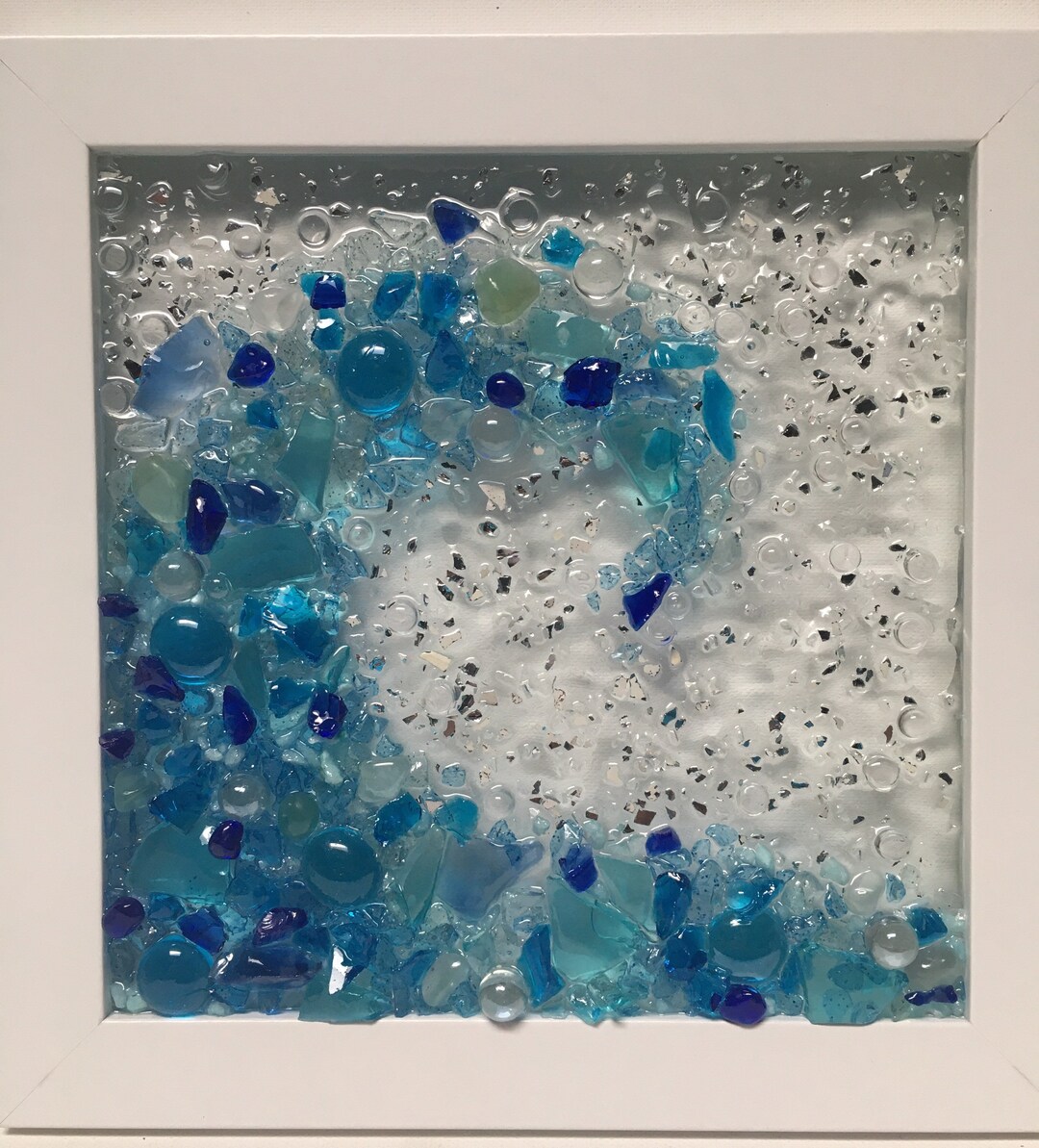 Sea Glass Wave/sea Glass Decor/sea Glass Art/crashing Wave Window/ocean ...