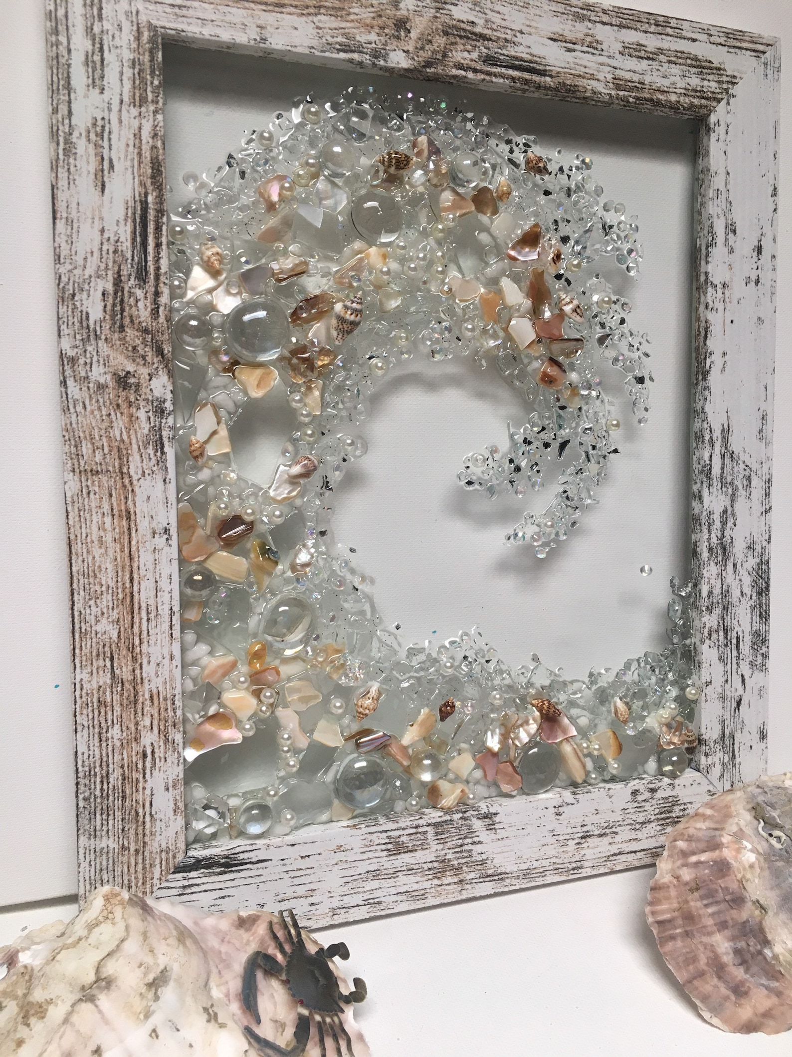 Crystal Ocean Wave Window/rustic Beach Wall Hanging/resin Wave Window ...