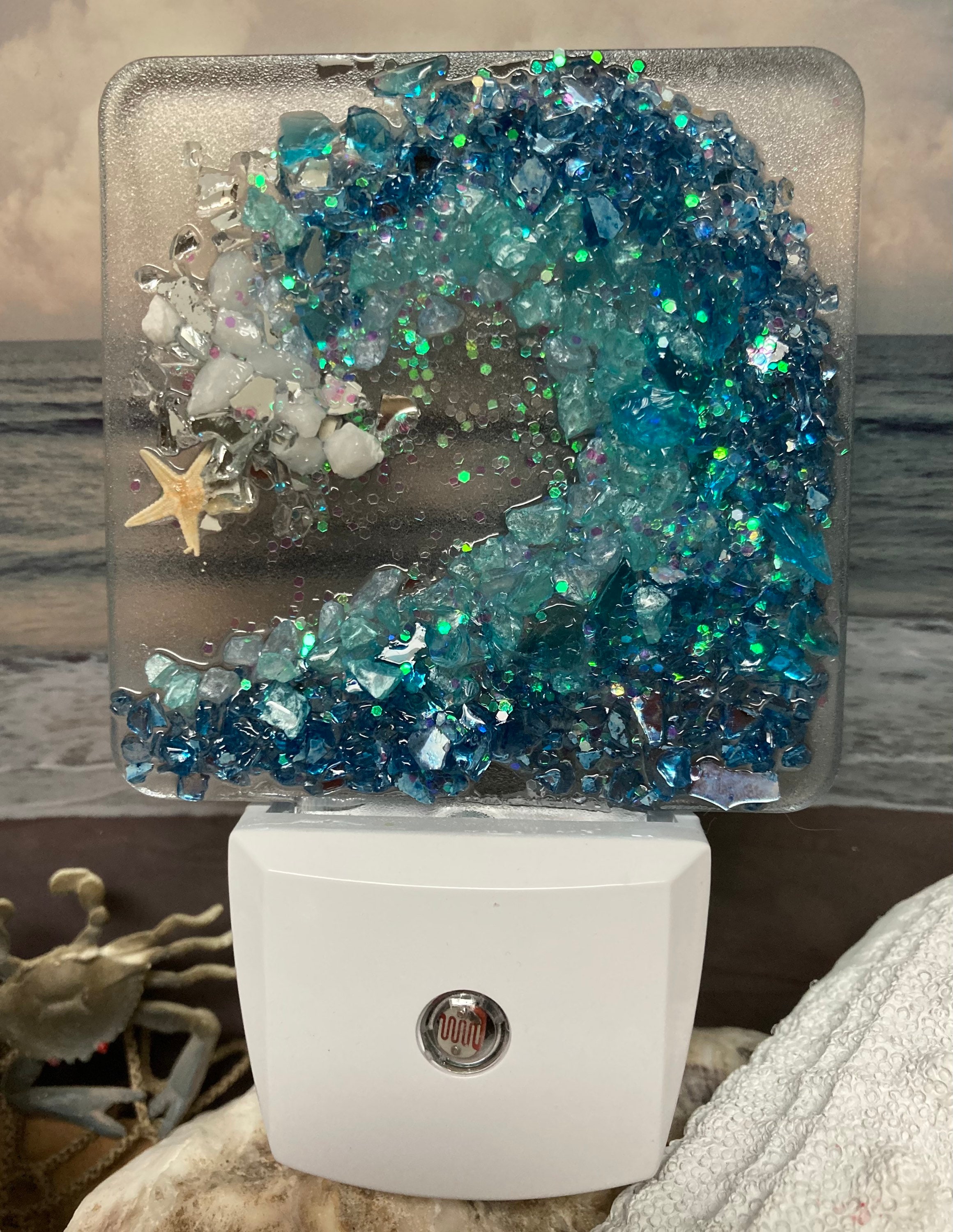 Coastal Nightlight/wave Nightlight/beach Wall Light/night Light/resin ...