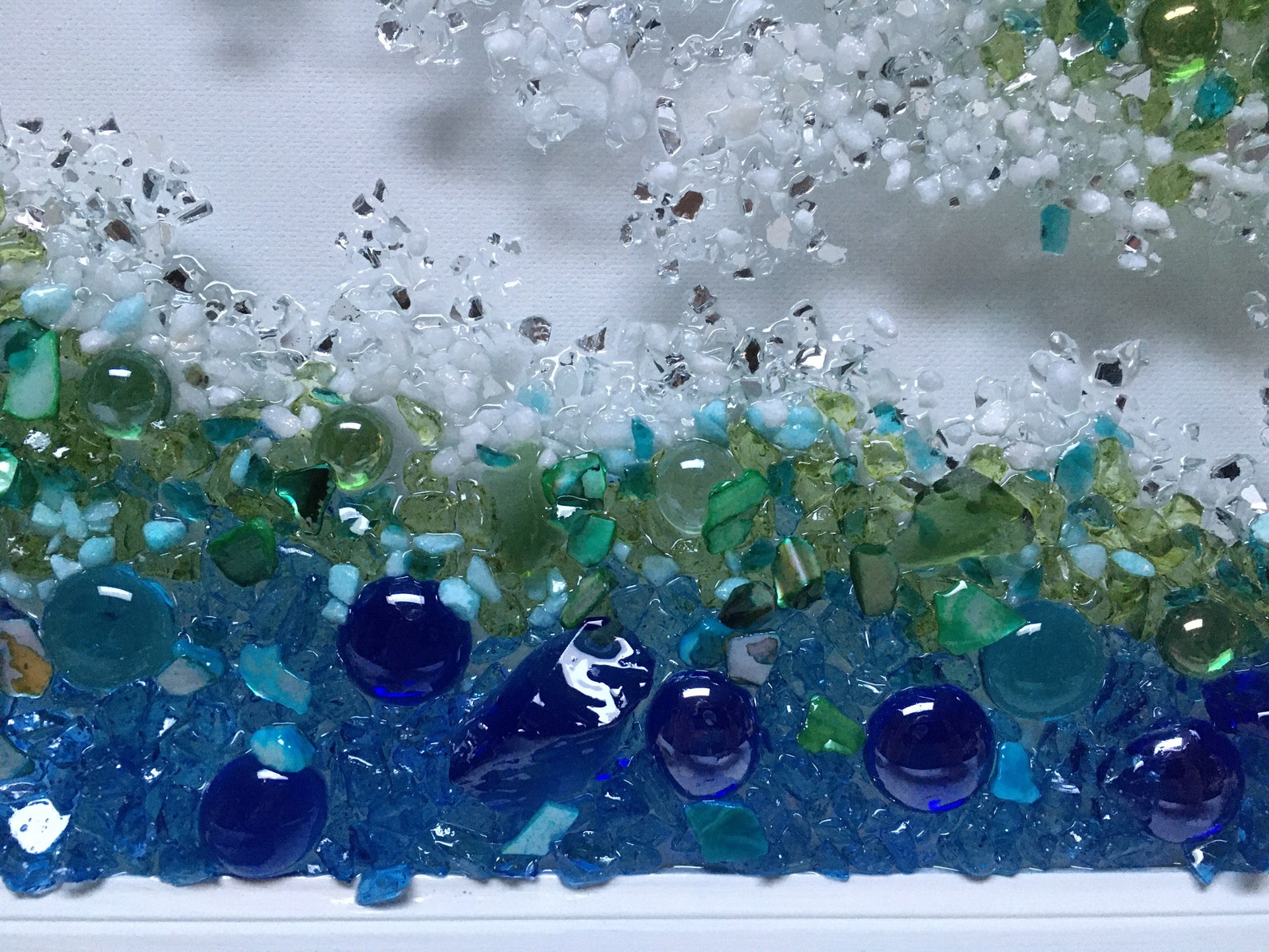 Seaglass Wave Window/seashell Art/beach Glass Art/coastal Wave/seascape ...