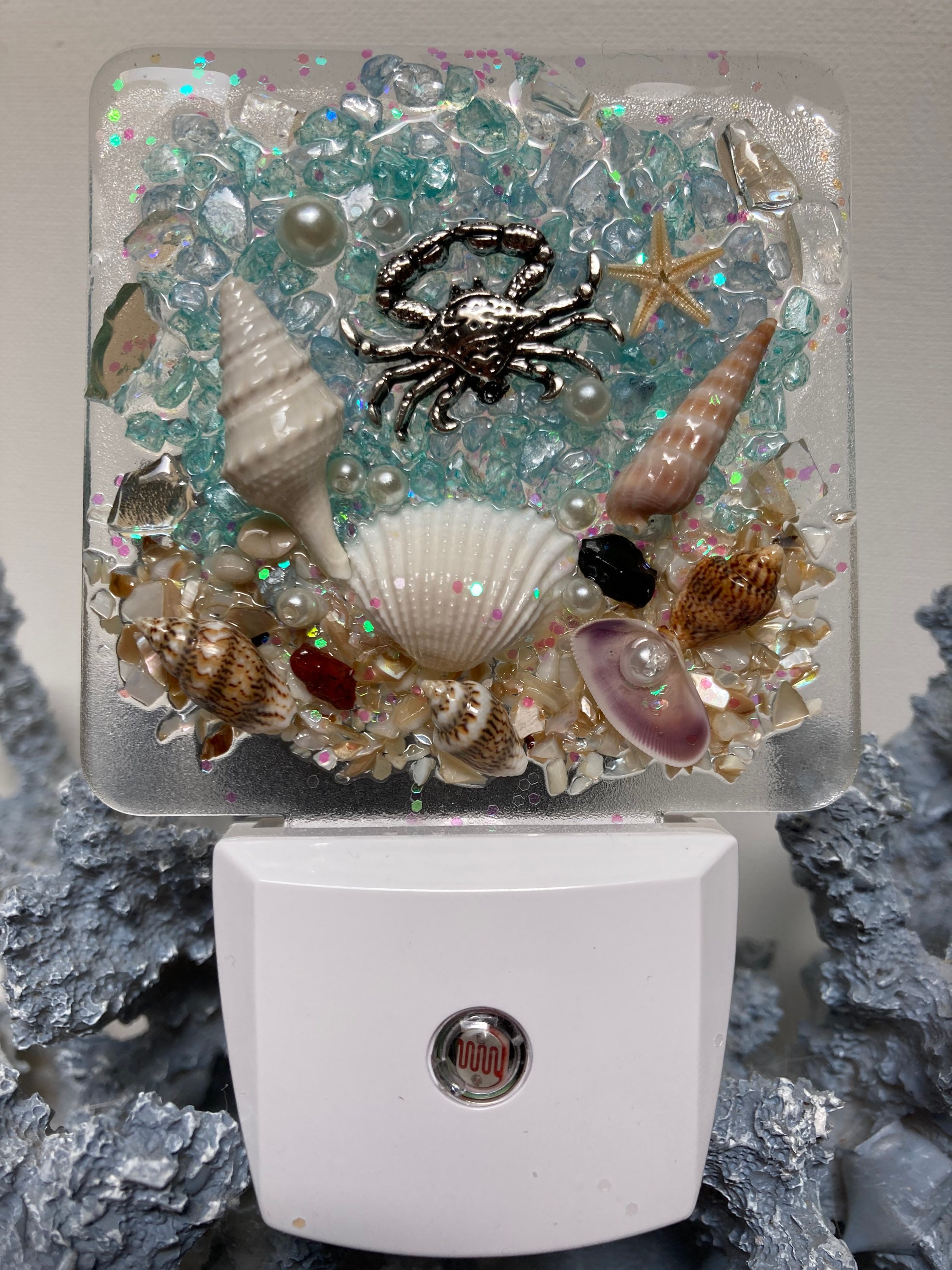 Crab Night Light/blue Crab Night Light/sea Glass Night Light/resin ...