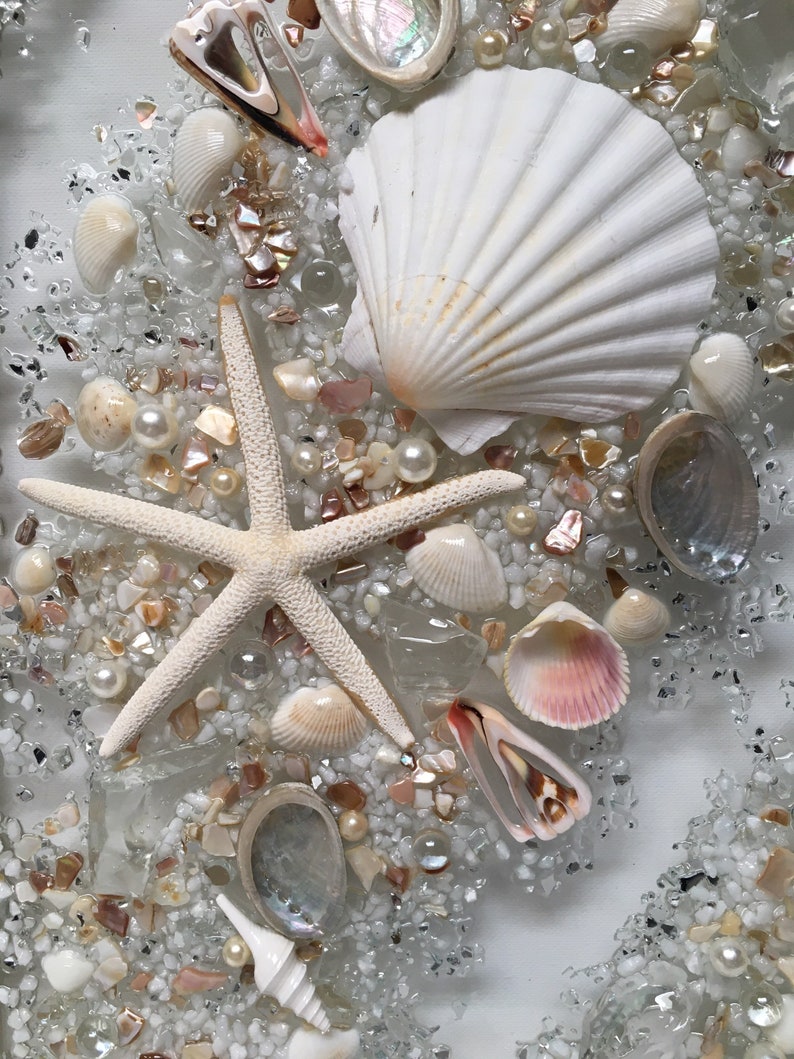 White Seashell & Crystal Wall Hanging for Beach Ocean - Etsy