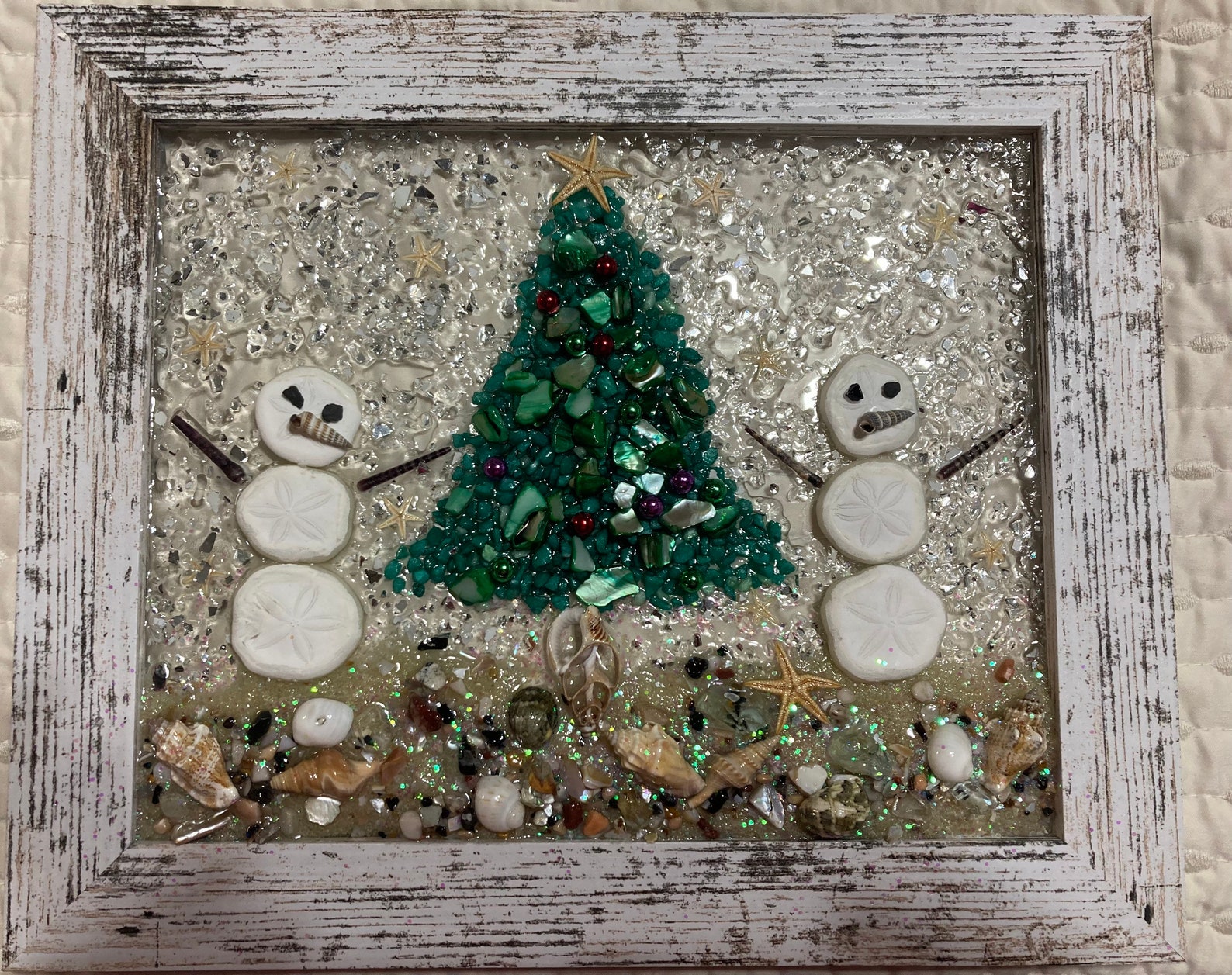 Sea Biscuit Snowman/coastal Christmas Snowman/snowman Glass Art/snowman ...