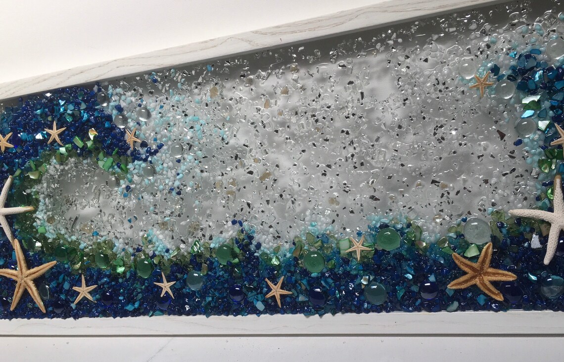 Deep Blue Ocean Wave/sea Glass Wave Window/sea Glass Window/coastal ...