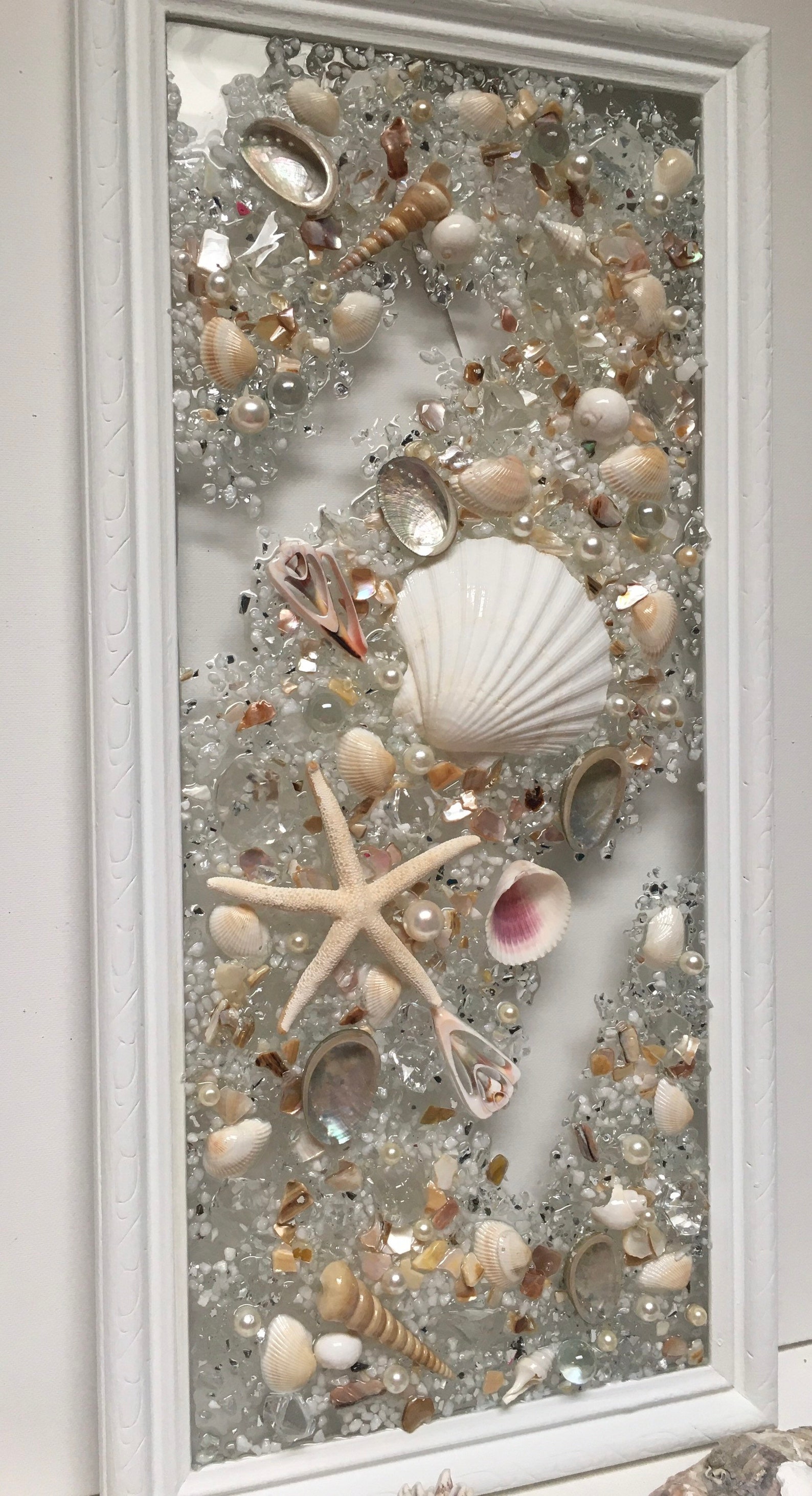 White Seashell & Crystal Wall Hanging for Beach/ocean Seashell - Etsy