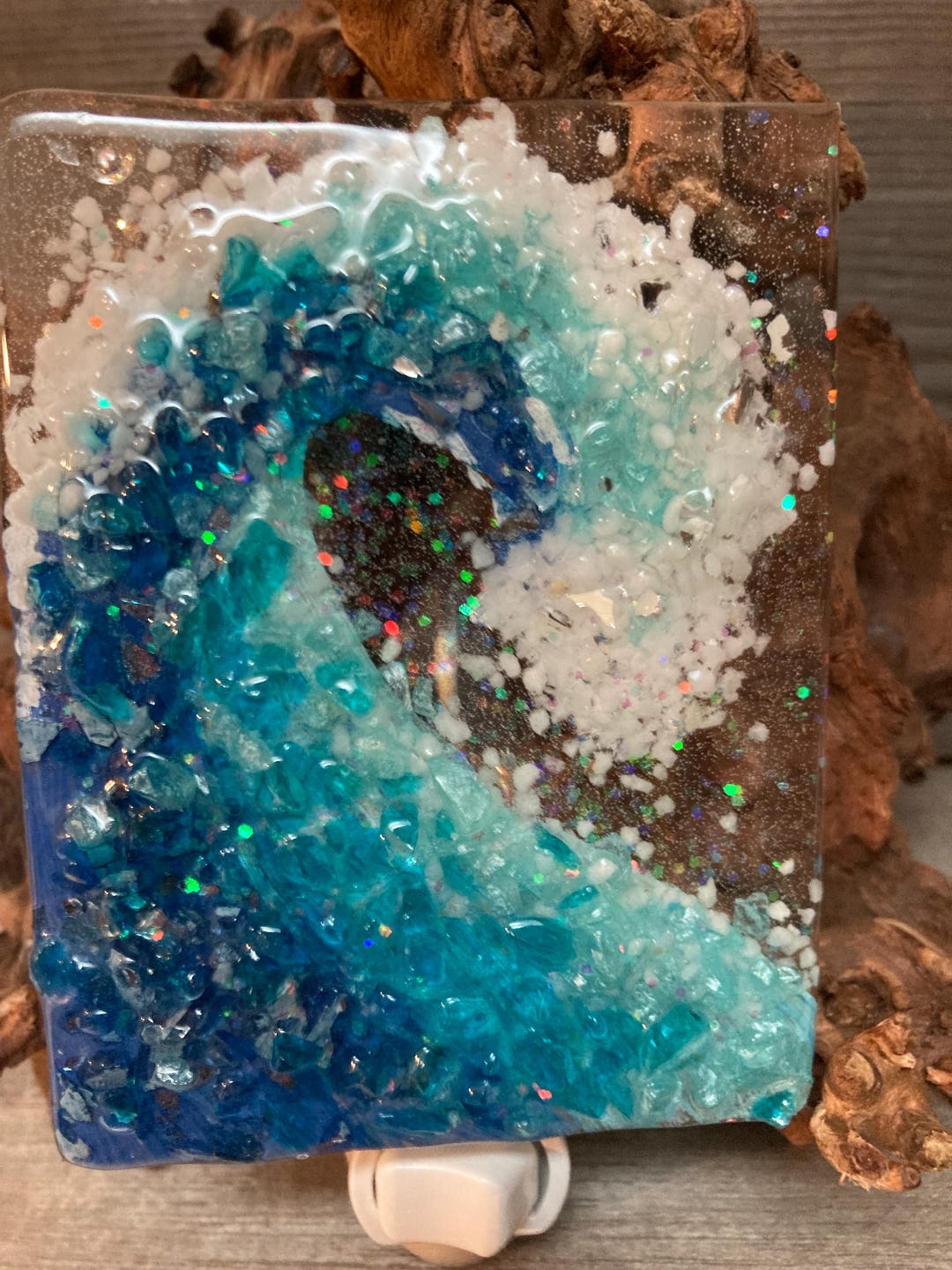 Coastal Aqua/teal Wave Night Light,aqua Wave Nightlight, Plug in ...