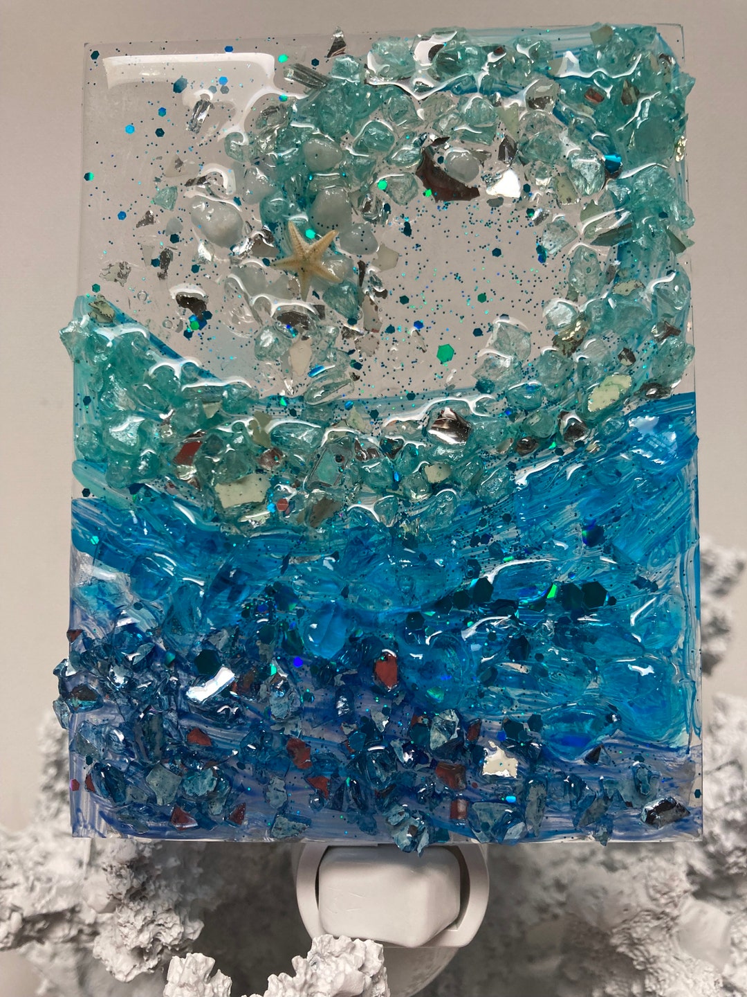 Coastal Nightlight, Wave Nightlight, Beach Nightlight, Sea Glass ...