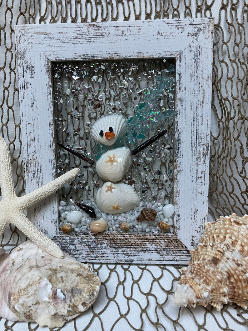 Seashell Snowman/coastal Snowman/beach Snowman/holiday Snowman - Etsy