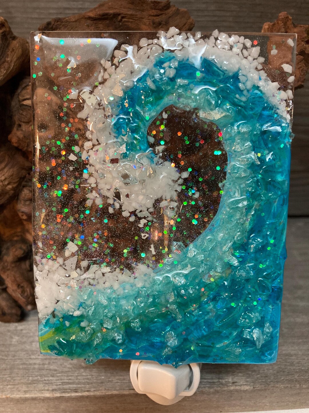 Aqua Ocean Wave Nightlight, Plug in Nightlight, Coastal Wave Nightlight ...