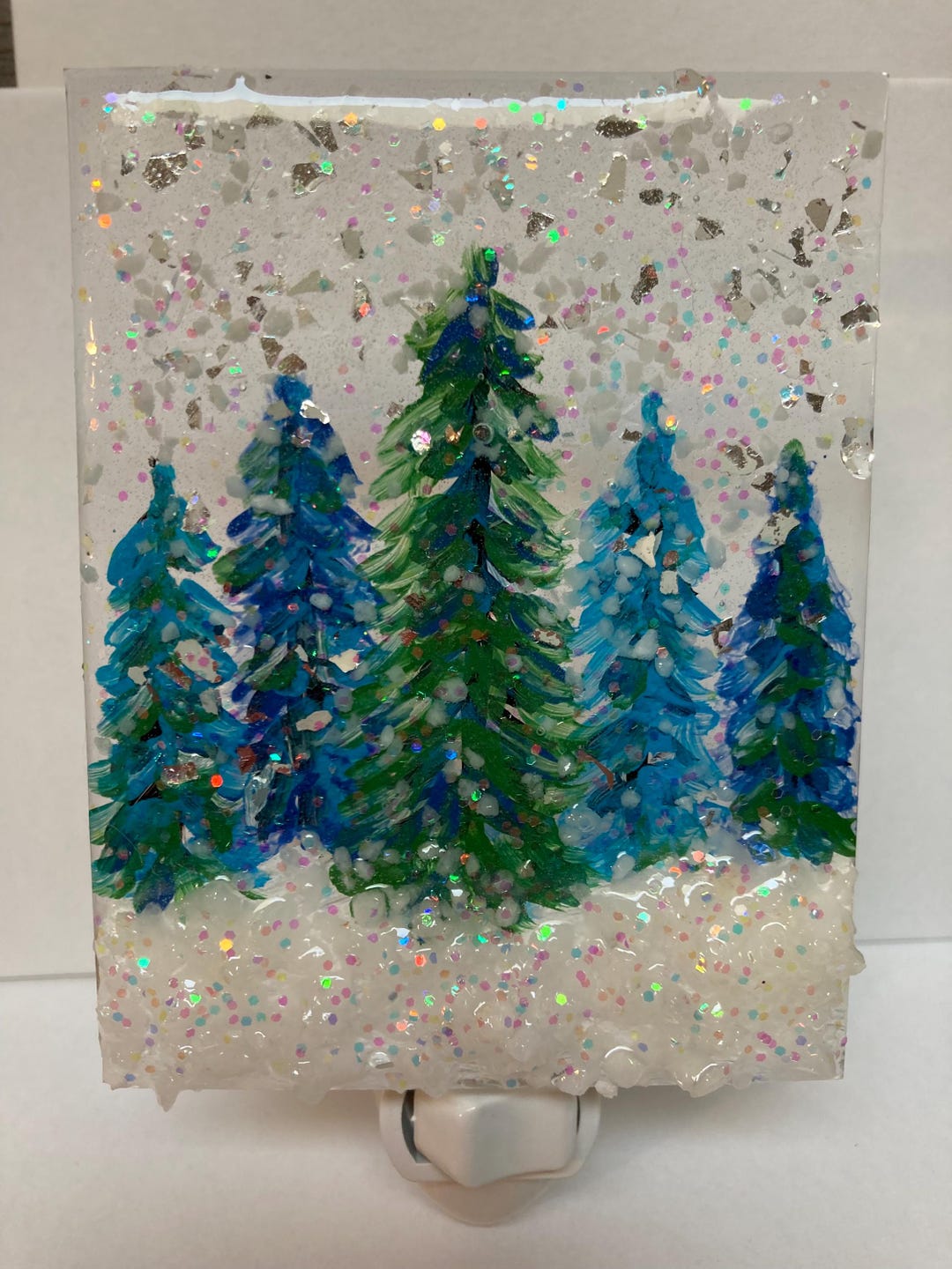 Evergreen Forest Night Light,winter Evergreen Trees, Plug in Nightlight ...