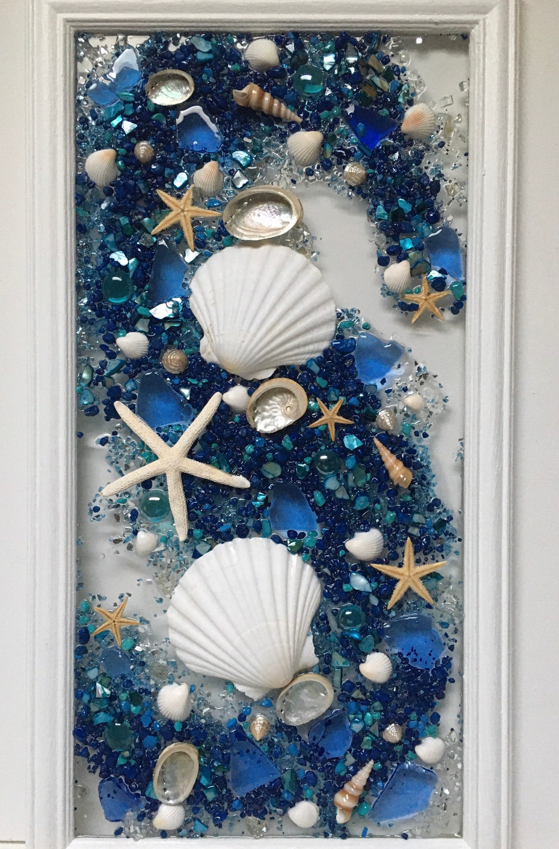 Ocean Blue Wall Art/ocean Seashell Window/seashell Decor/beach - Etsy