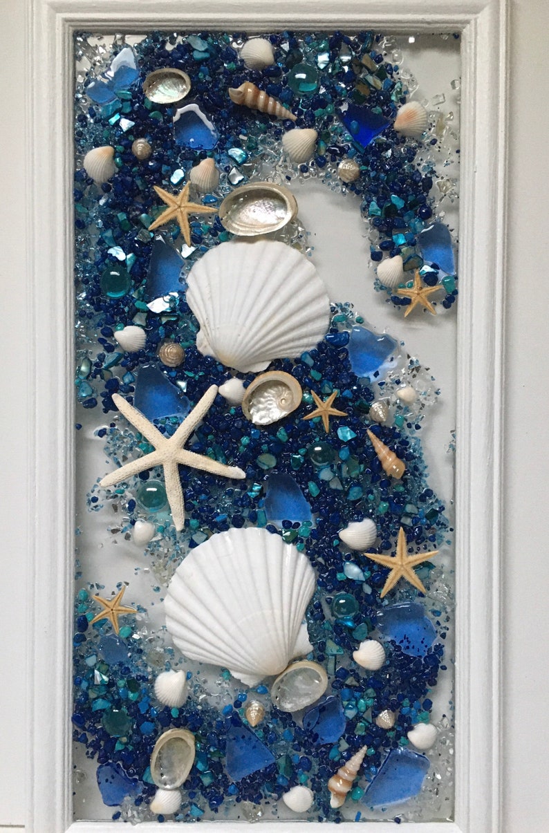Ocean Blue Wall Art/ocean Seashell Window/seashell Decor/beach - Etsy